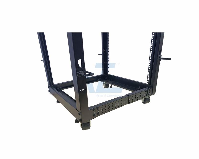 42U 4 Post 19" Adjustable Depth 22-40 in. Heavy Duty Open Frame Server Rack with Castors | AZE